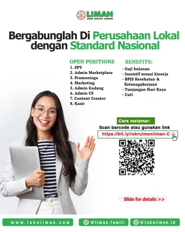 Lowongan Kerja SPV Store - Admin Marketplace - Pramuniaga - Marketing - Admin Gudang - Admin CS ...