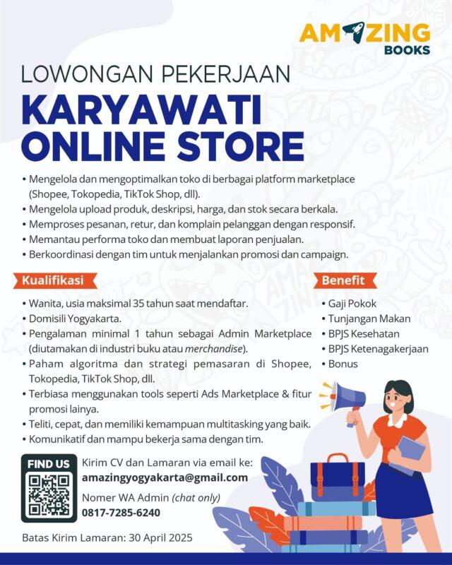 Lowongan Kerja Karyawati Online Store di Amazing Books Yogyakarta ...