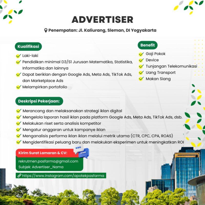 Lowongan Kerja Advertiser di Apotek Pasfarma - LokerJogja.ID