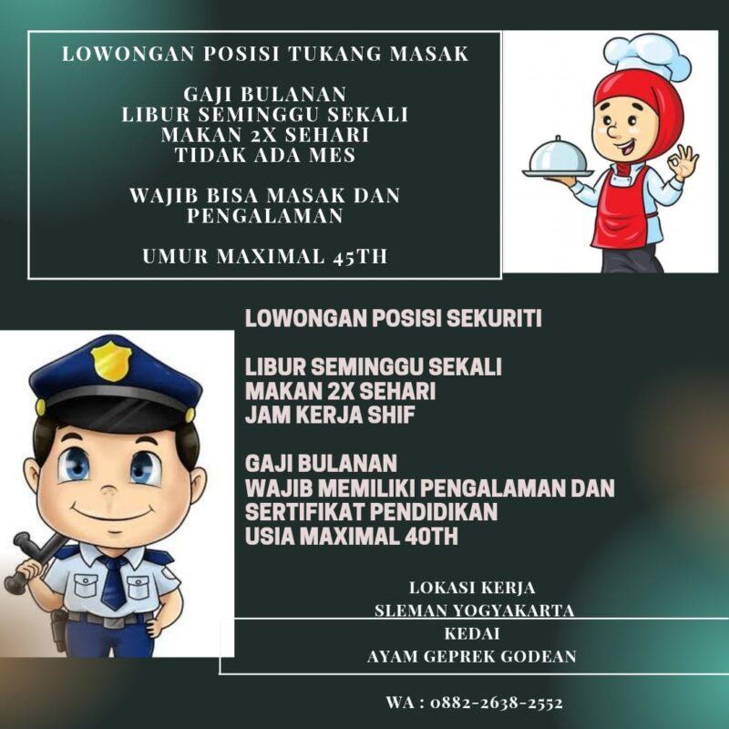 Lowongan Kerja Tukang Masak - Sekuriti di Ayam Geprek Godean ...