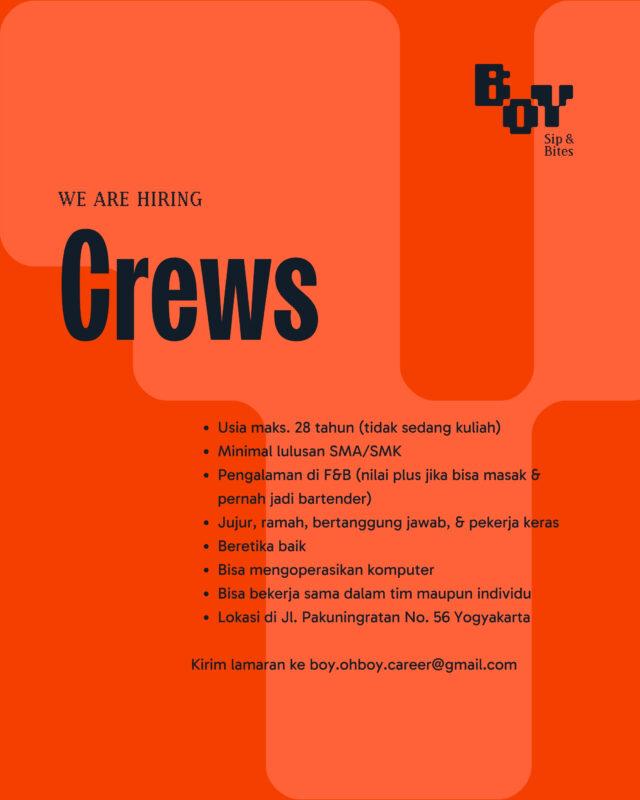 Lowongan Kerja Crew (Pria) - Kasir di BoY - LokerJogja.ID