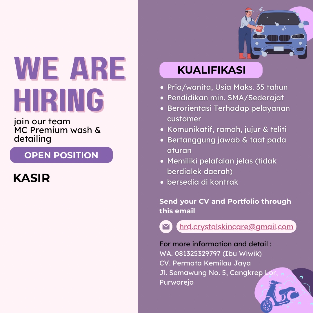 Lowongan Kerja Supervisor - Admin - Kasir - Content Creator - Operator ...