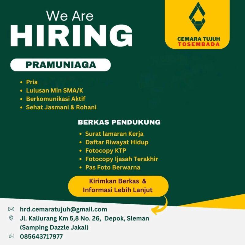 Lowongan Kerja Pramuniaga dan Kasir di Cemara Tujuh Tosembada - LokerJogja.ID