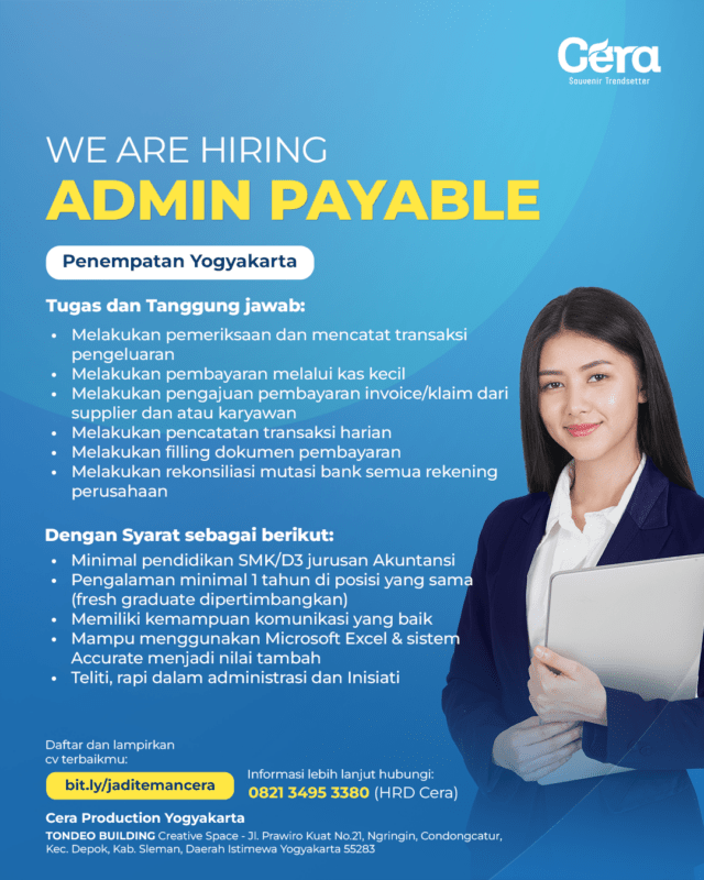 Lowongan Kerja Admin Payable di Cera Production - LokerJogja.ID
