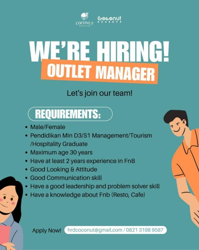 Lowongan Kerja Outlet Manager - Sales Marketing - Waiters - Barista di ...