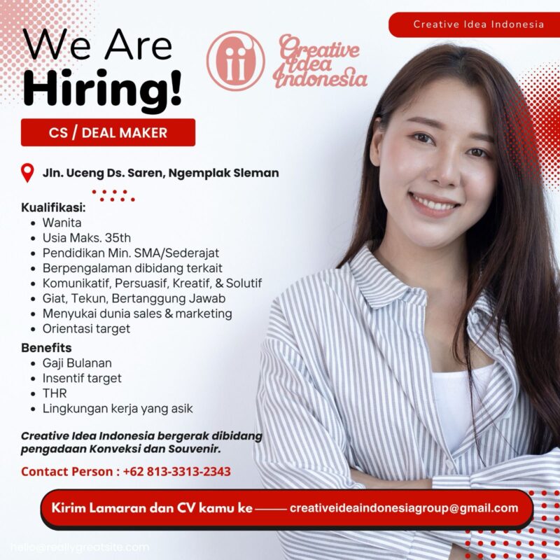 Lowongan Kerja CS / Deal Maker di Creative Idea Indonesia - LokerJogja.ID