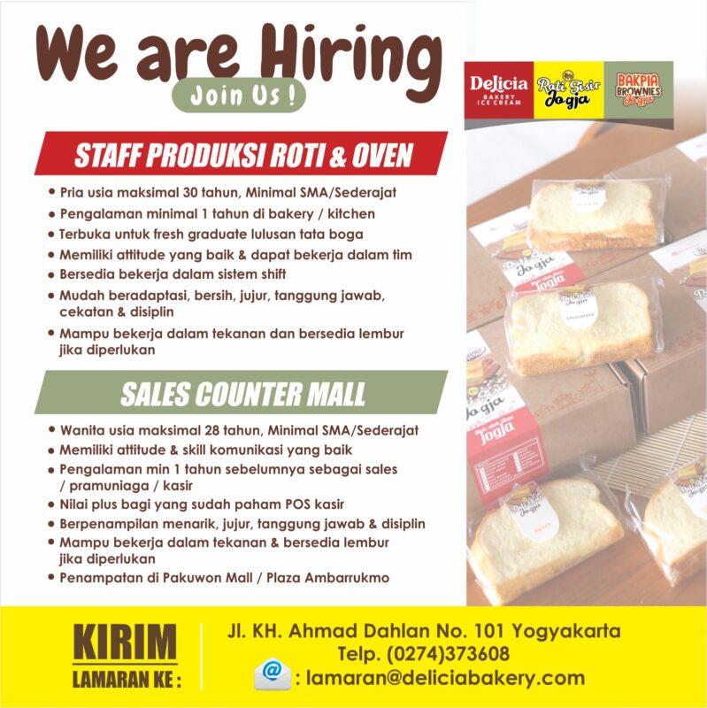 Lowongan Kerja Staff Produksi Roti & Oven - Sales Counter Mall di ...