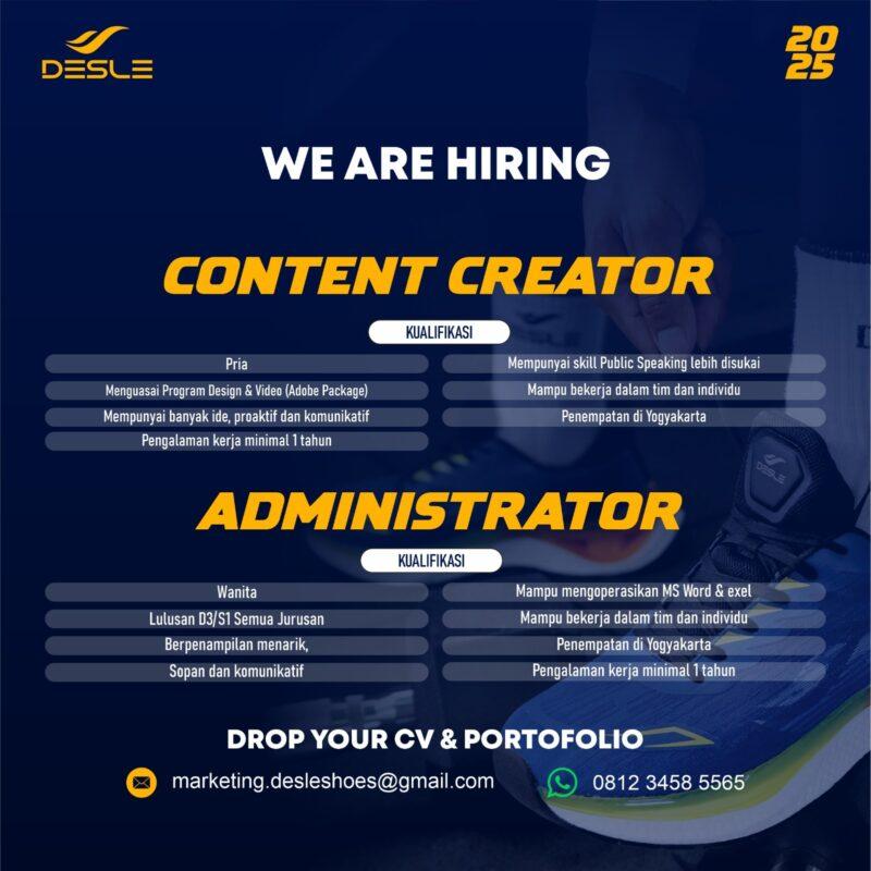 Lowongan Kerja Content Creator - Administrator di Desle Shoes Indonesia ...