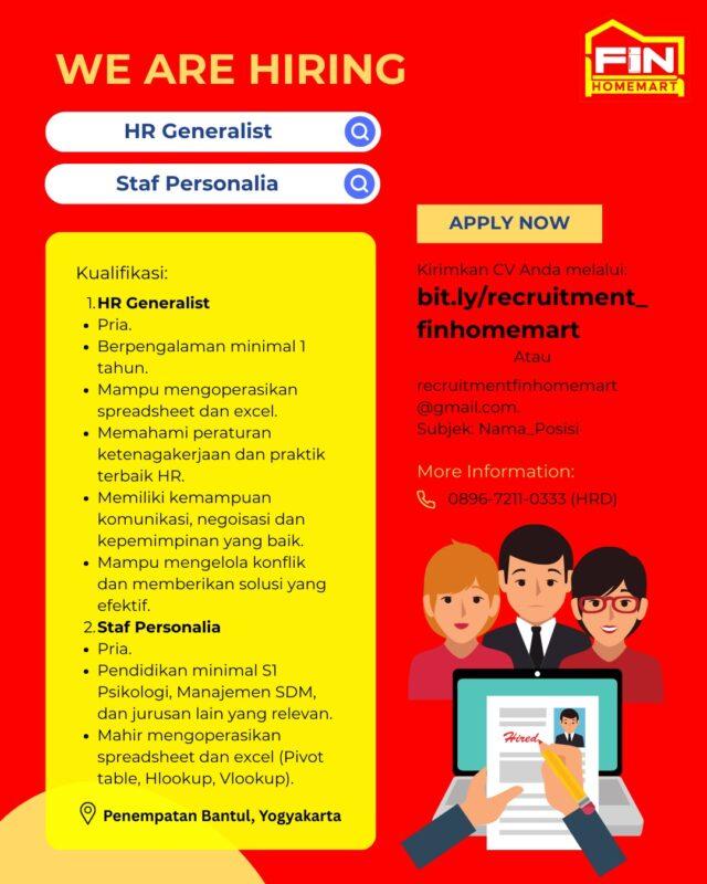 Lowongan Kerja HR Generalist - Staf Personalia di Fin Homemart ...