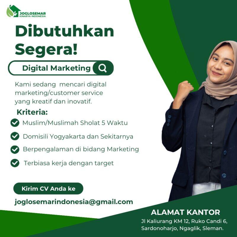 Lowongan Kerja Digital Marketing - Telemarketing - Tim Pasang di Joglosemar Kinarya Indonesia ...
