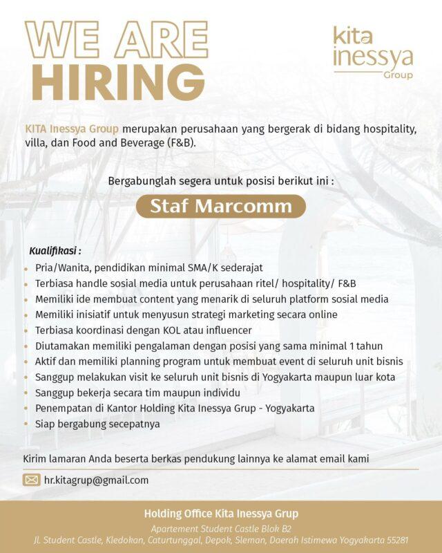 Lowongan Kerja Staf Marcomm di PT. Inessya Senyum Selalu - LokerJogja.ID