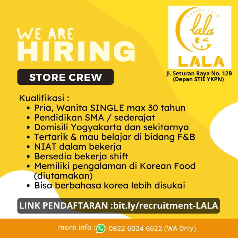 Lowongan Kerja Store Crew di Lala - LokerJogja.ID