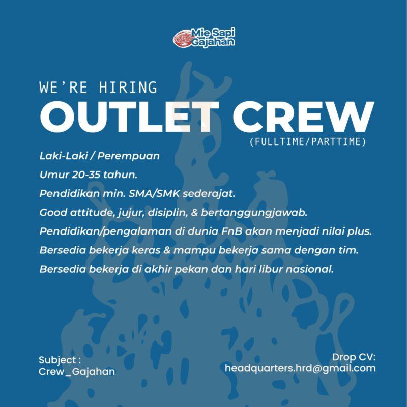 Lowongan Kerja Outlet Crew di Mie Sapi Gajahan - LokerJogja.ID