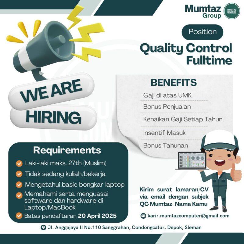 Lowongan Kerja Quality Control di Mumtaz Computer - LokerJogja.ID