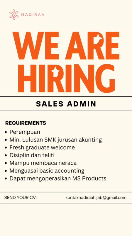 Lowongan Kerja Sales Admin di Nadiraa Hijab - LokerJogja.ID