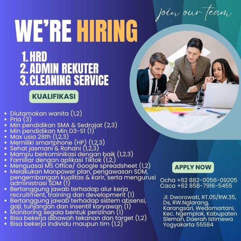Lowongan Kerja HRD - Admin Rekruter - Cleaning Service di Nine Power Agensi - LokerJogja.ID