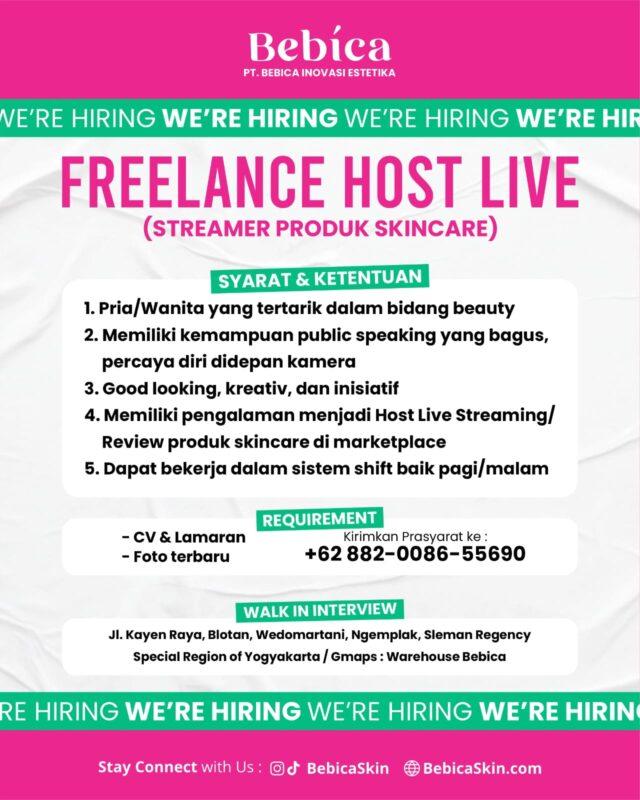Lowongan Kerja Freelance Host Live di PT. Bebica Inovasi Estetika ...