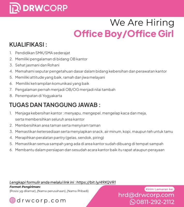 Lowongan Kerja Office Boy/Girl di PT. DRW Corpora Indonesia - LokerJogja.ID