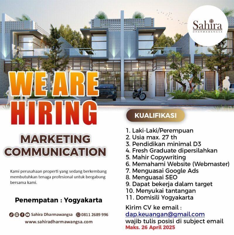 Lowongan Kerja Marketing Communication di PT. Dharmawangsa Agung Propertindo - LokerJogja.ID