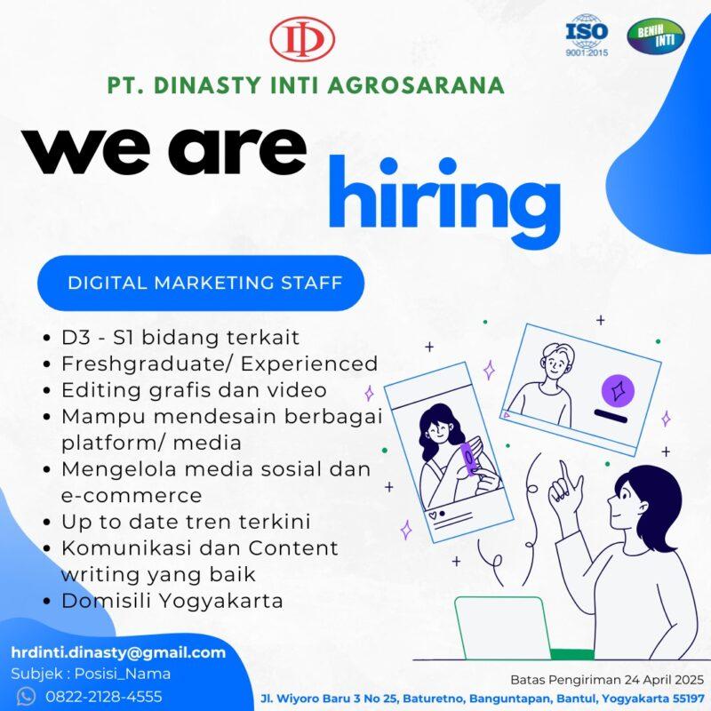 Lowongan Kerja Digital Marketing Staff di PT. Dinasty Inti Agrosarana - LokerJogja.ID