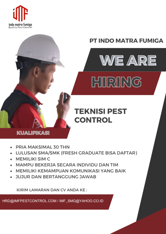 Lowongan Kerja Teknisi Pest Control di PT. Indo Matra Fumiga ...