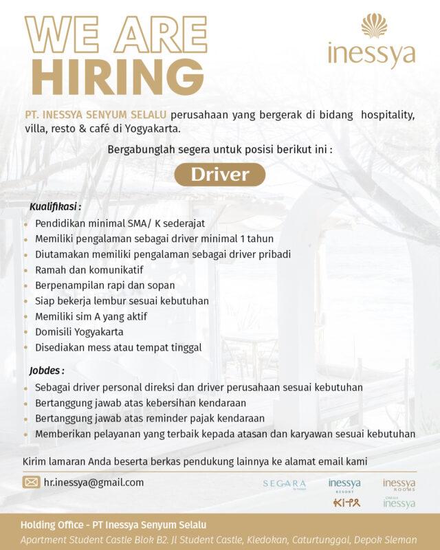 Lowongan Kerja Driver di KITA by Inessya (PT. Inessya Senyum Selalu ...