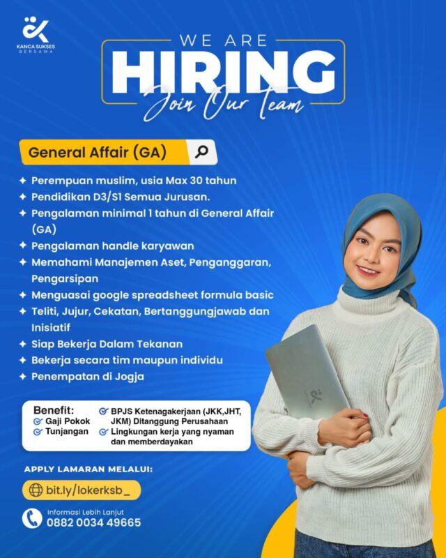 Lowongan Kerja General Affair (GA) di PT. Kanca Sukses Bersama (KSB) - LokerJogja.ID