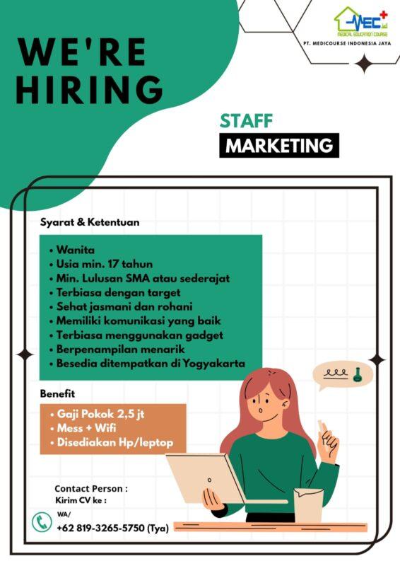 Lowongan Kerja Staff Marketing di PT. Medicourse Indonesia Jaya - LokerJogja.ID