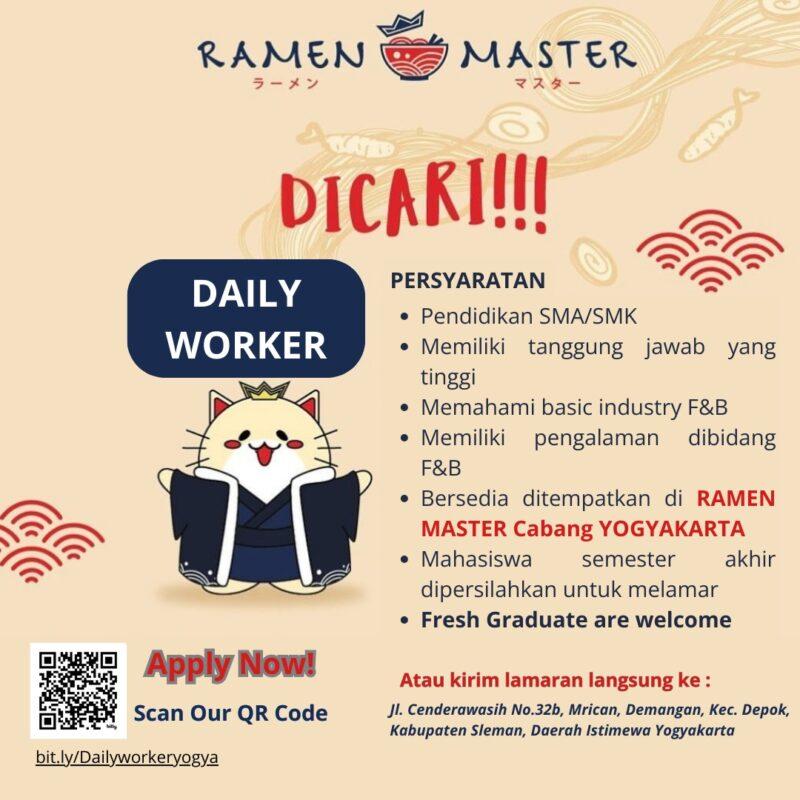 Lowongan Kerja Crew Outlet di PT. Ramen Master Indonesia - LokerJogja.ID