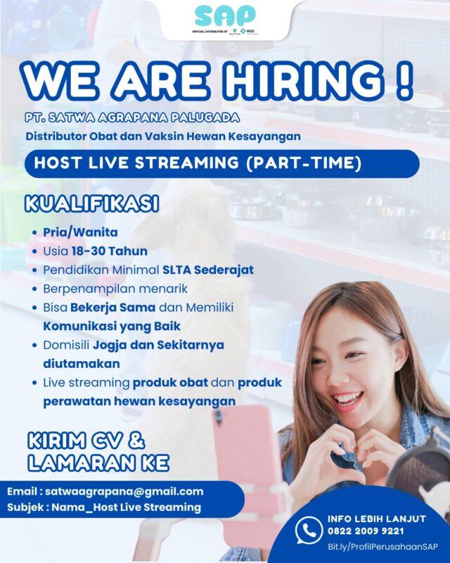 Lowongan Kerja Part Time Host Live Streaming - Sales Jogja di PT. Satwa ...