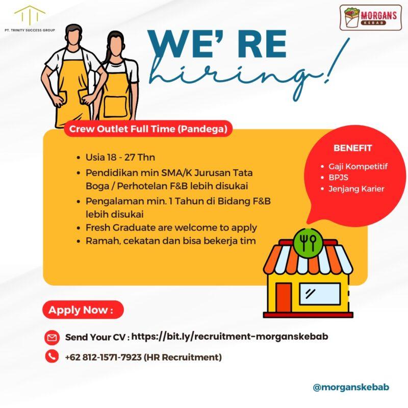 Lowongan Kerja Crew Outlet Full Time di PT. Trinity Success Group (Morgans Kebab) - LokerJogja.ID
