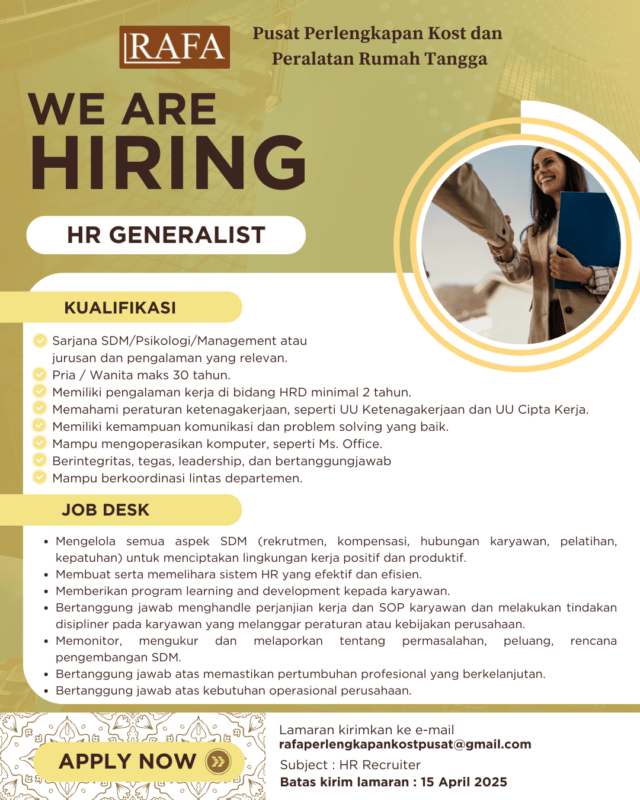 Lowongan Kerja HR Generalist di RAFA - LokerJogja.ID