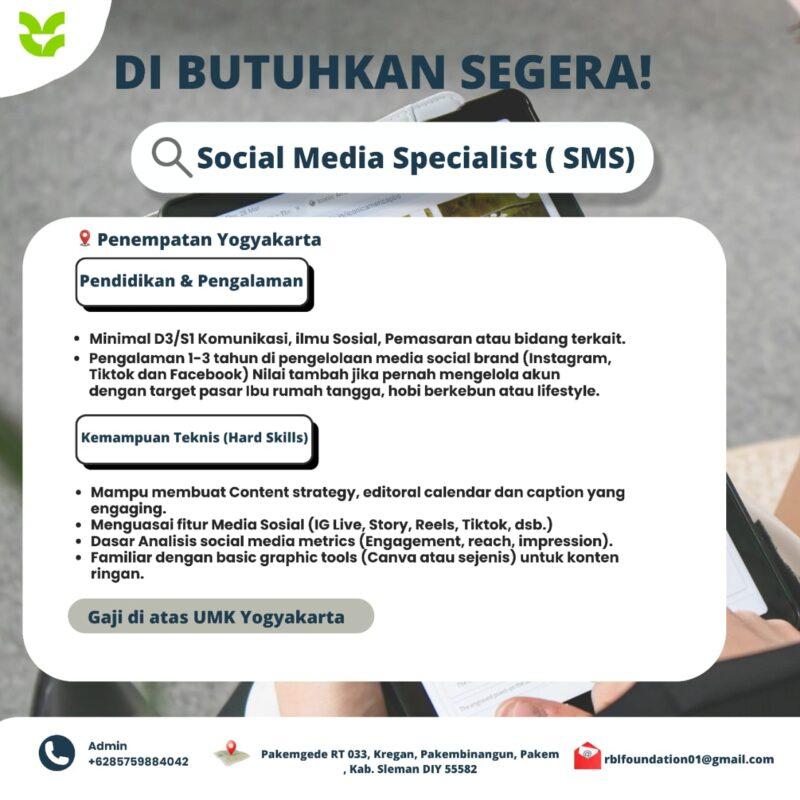 Lowongan Kerja Social Media Specialist - Sales Specialist - Talent Live di RBL Agro - LokerJogja.ID