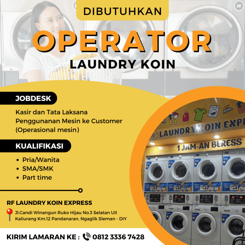 Lowongan Kerja Operator Laundry Koin di RF Laundry Koin Express ...