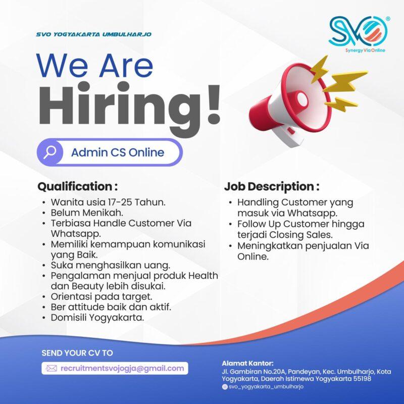Lowongan Kerja Admin CS Online di SVO Yogyakarta - LokerJogja.ID