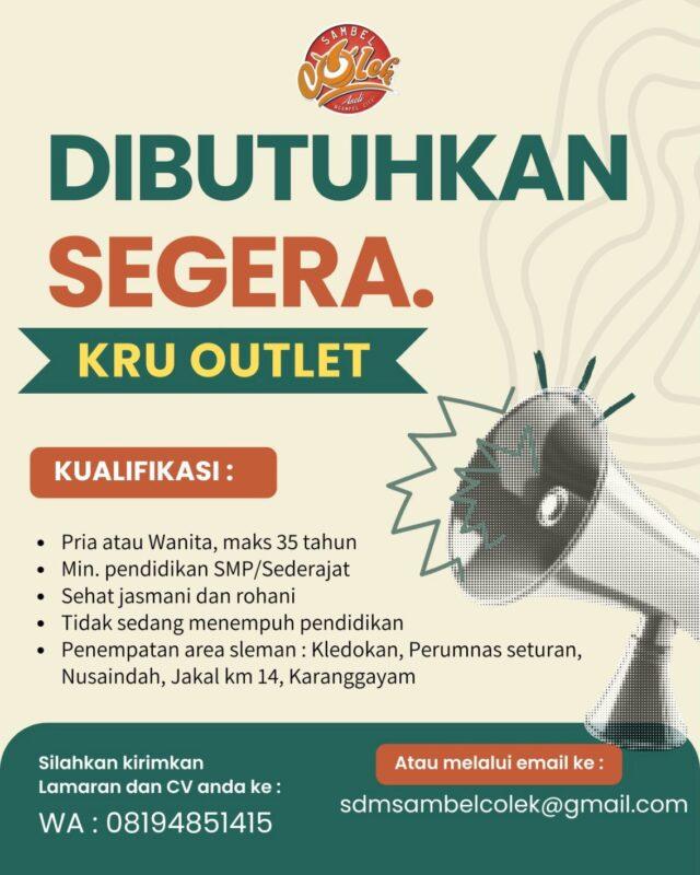 Lowongan Kerja Kru Outlet di Sambel Colek - LokerJogja.ID
