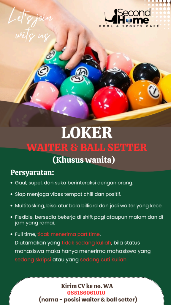 Lowongan Kerja Waiter & Ball Setter di SecondHome Pool & Sports Cafe ...