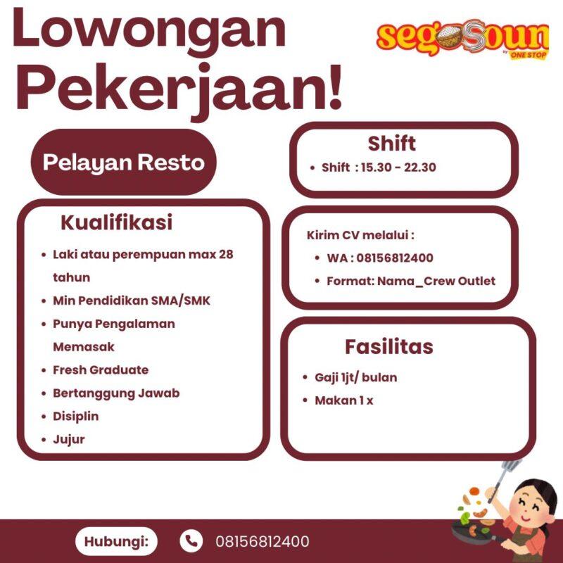 Lowongan Kerja Pelayan Resto di Sego Soun OneStop - LokerJogja.ID