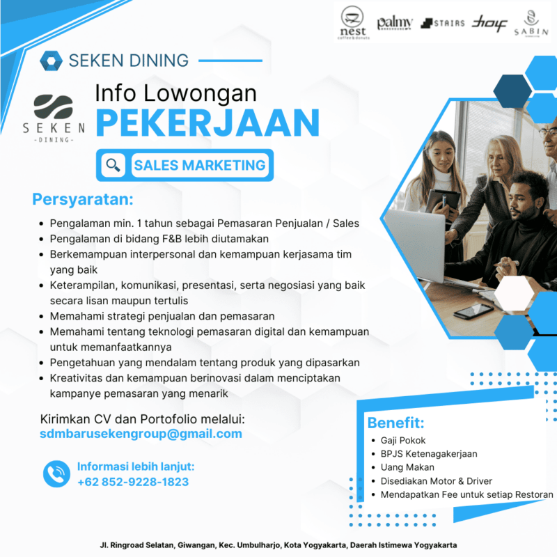 Lowongan Kerja Sales Marketing di Seken Dining - LokerJogja.ID