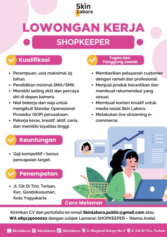 Lowongan Kerja Shopkeeper di Skin Labora - LokerJogja.ID