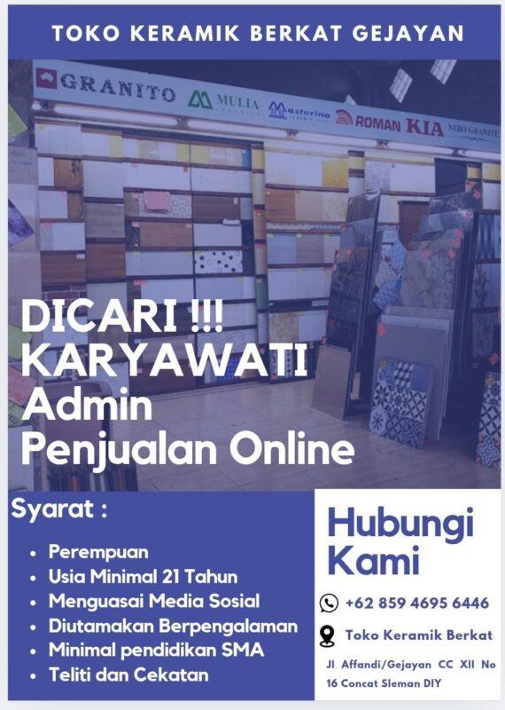 Lowongan Kerja Admin Online/Marketplace di Toko Keramik Berkat Gejayan ...