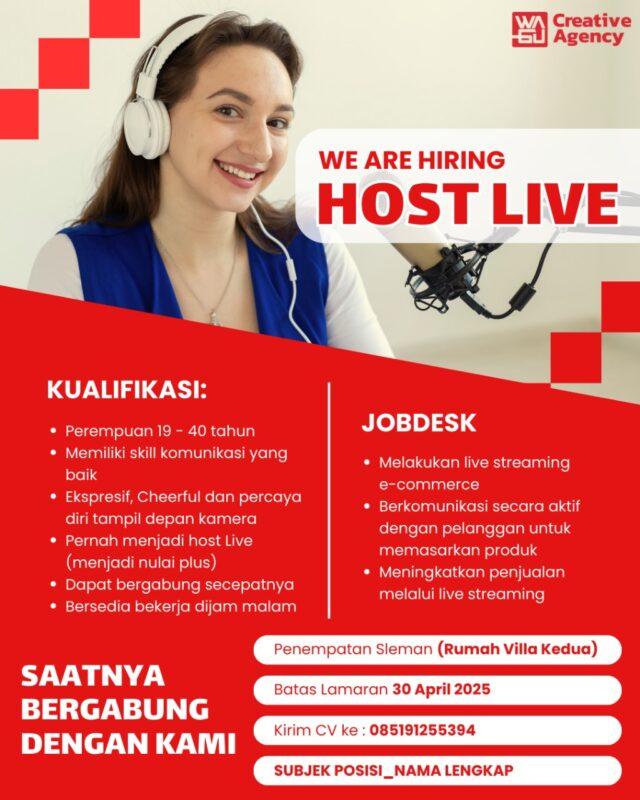 Lowongan Kerja Host Live - Content Creator/Media Sosial Specialist - Admin Marketplace - Product ...