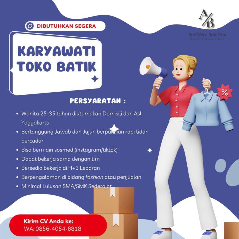 Lowongan Kerja Karyawati Toko Batik di Ayuni Batik Jogja - LokerJogja.ID