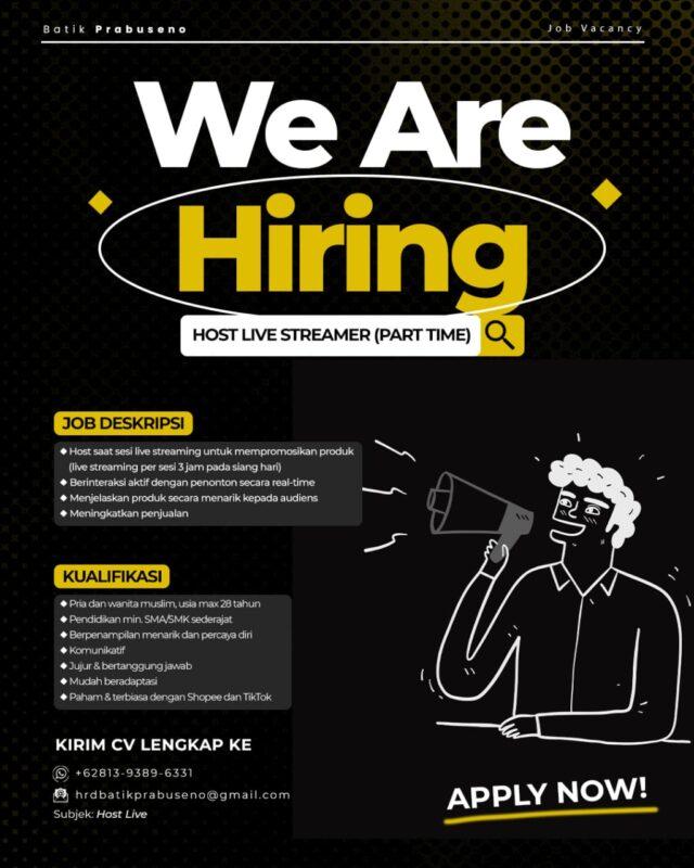 Lowongan Kerja Host Live Streamer (Part Time) - Graphic Designer & Social Media Specialist di ...