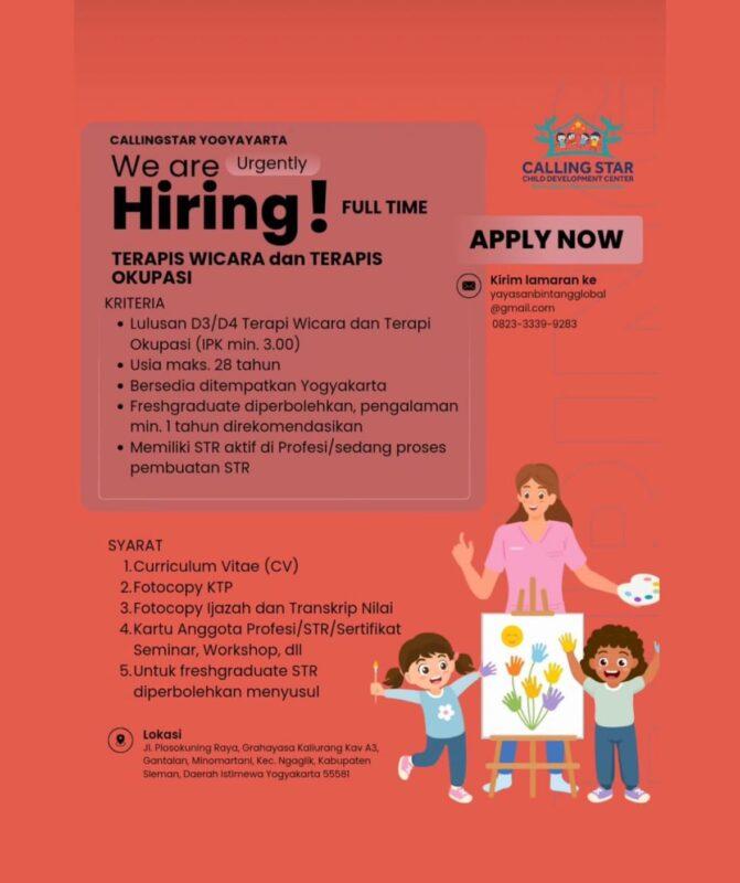Lowongan Kerja Terapis Wicara - Terapis Okupasi di Calling Star Child Development Center ...