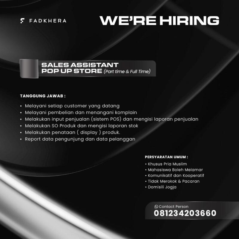 Lowongan Kerja Sales Assistant Pop Up Store - Promotor Flyer di Fadkhera - LokerJogja.ID