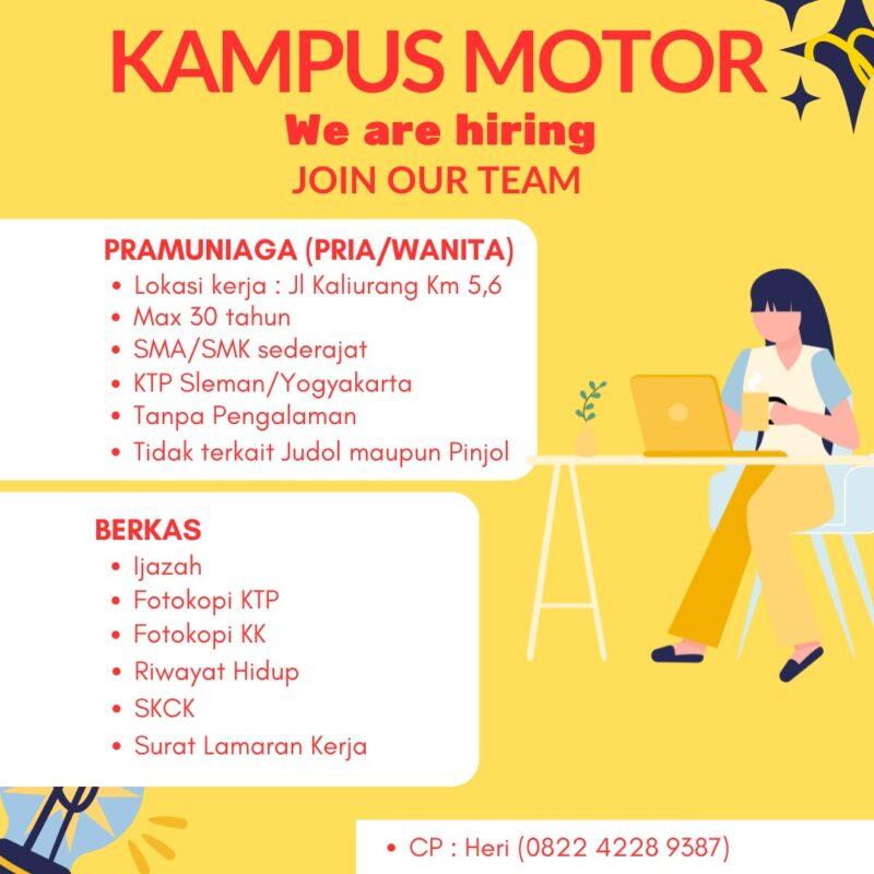 Lowongan Kerja Pramuniaga - Janitor - Mekanik - Admin di Kampus Motor - LokerJogja.ID