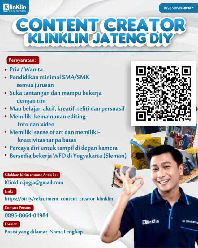 Lowongan Kerja Content Creator di KlinKlin Jogja - LokerJogja.ID