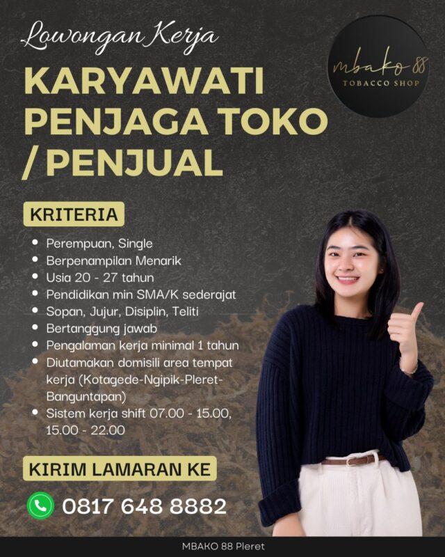Lowongan Kerja Karyawati Penjaga Toko/Penjual di MBAKO 88 Pleret ...