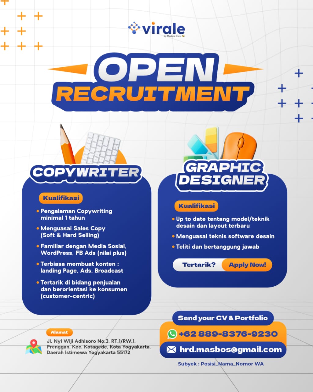 Lowongan Kerja Copywriter - Graphic Designer - Customer Service di ...
